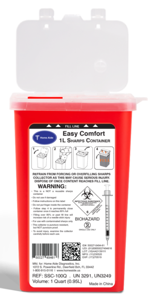 Easy Comfort Sharps Container – 1L – Home Aide Diagnostics